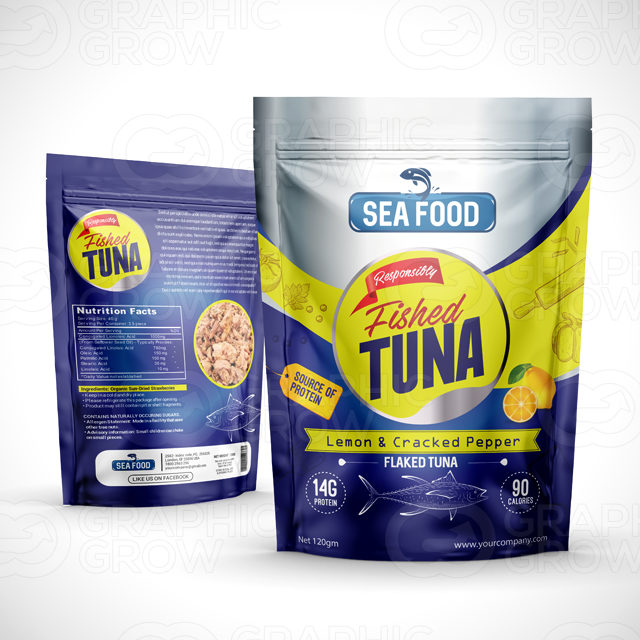 Sea food tuna fish packaging | Graphicgrow